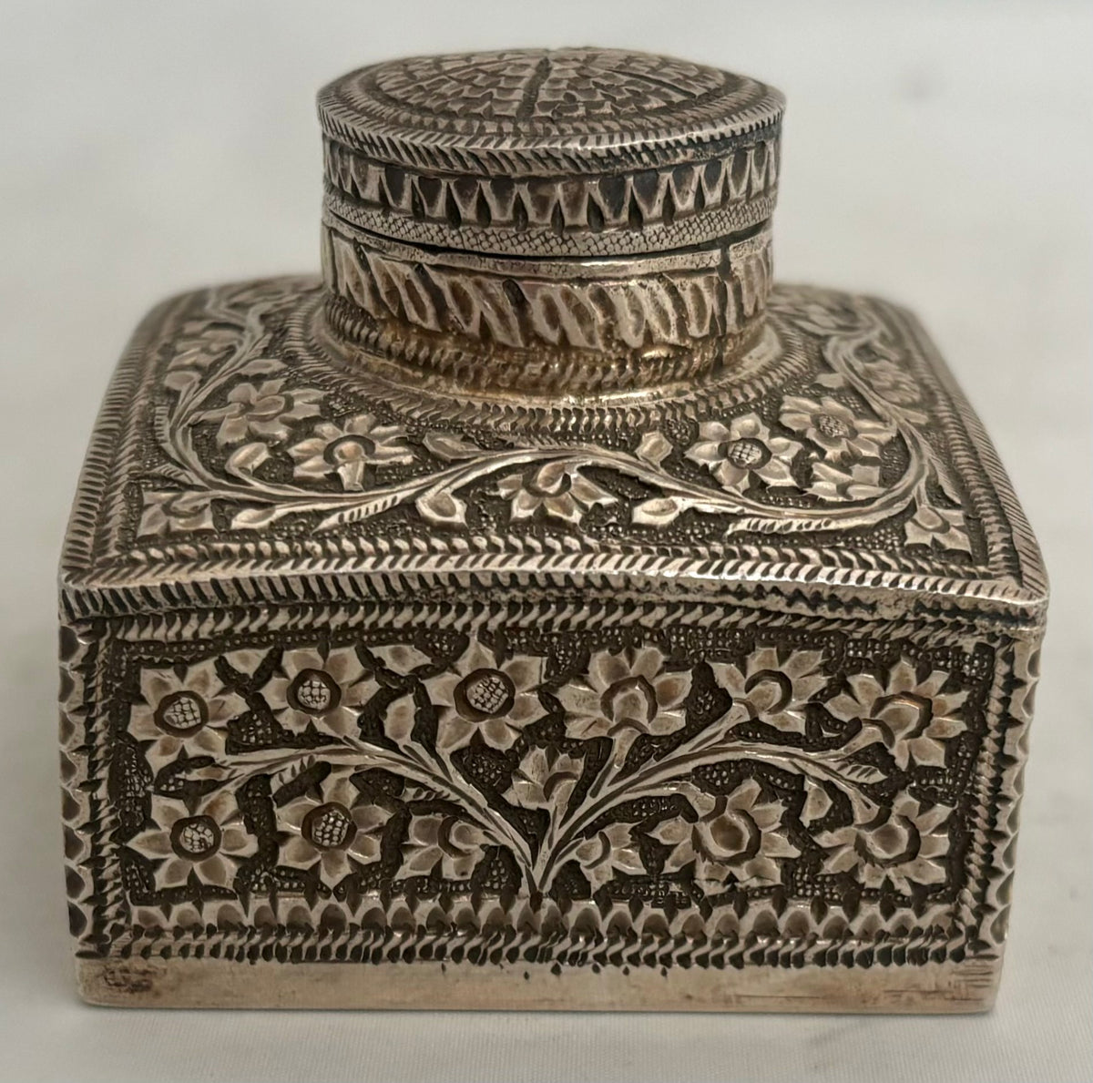 Anglo Indian Silver Inkwell, Kashmir circa 1890. 2.5 troy ounces ...