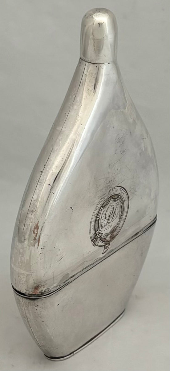 Early 19th Century Continental Fused Plate Flat Ovoid Spirit Flask ...
