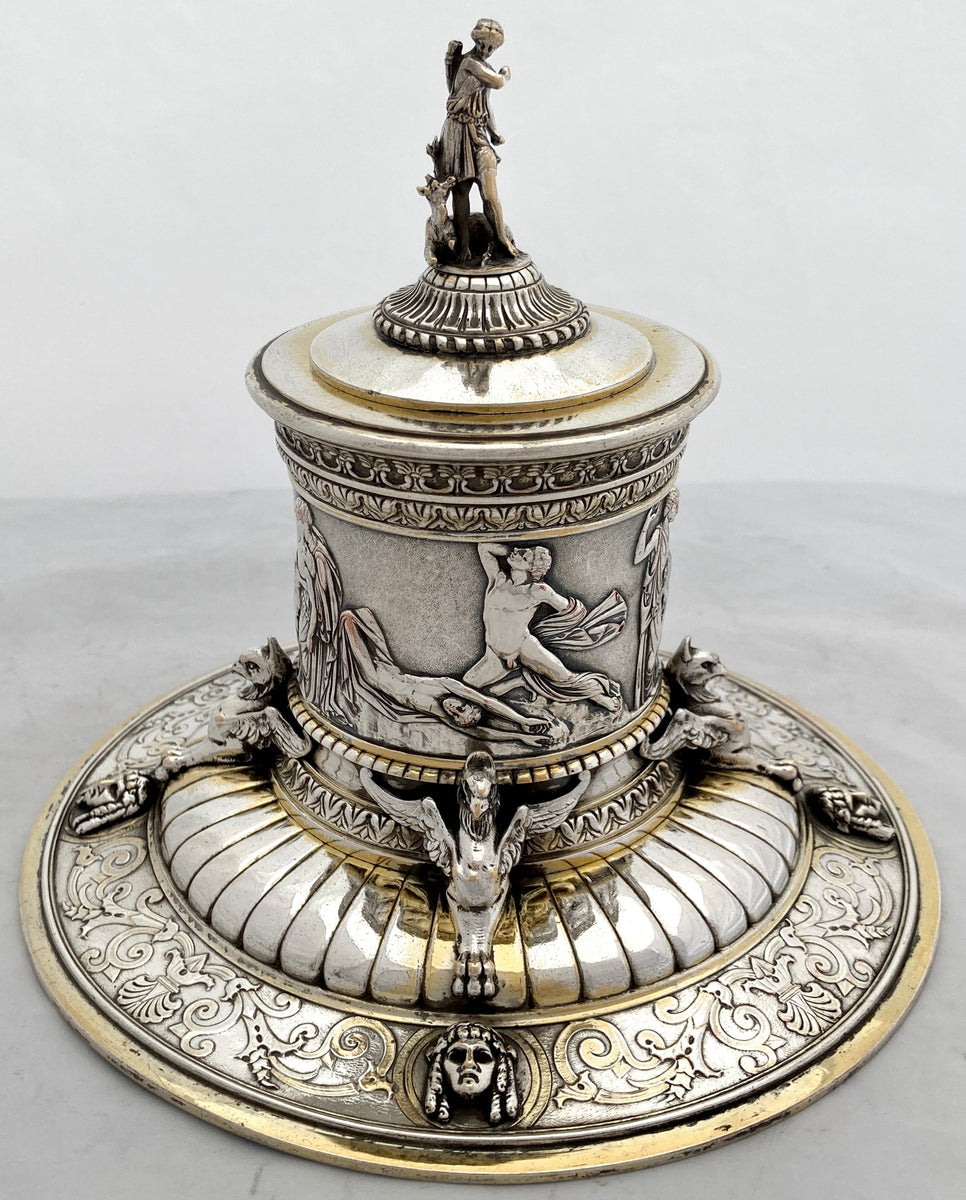 Victorian Neoclassical Silver Plated Inkwell. Elkington, Mason & Co. C ...