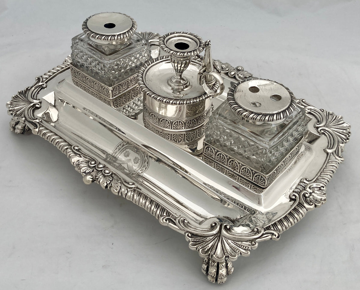 Georgian, George III, Silver Inkstand, Arms of Colby. London 1813/14 J ...