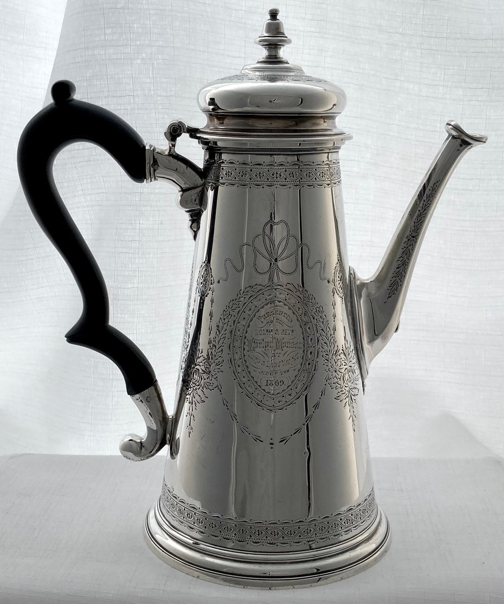 George II Silver Coffee Pot Crested for Baron Monson. London 1731 Thom ...