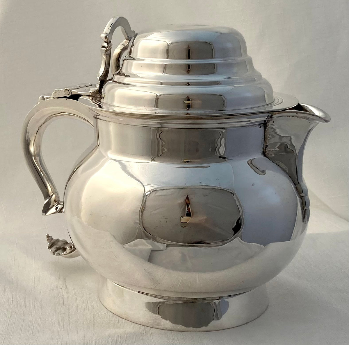 19th Century Silver Plate on Copper Ale Jug with Coin Inset Cover ...